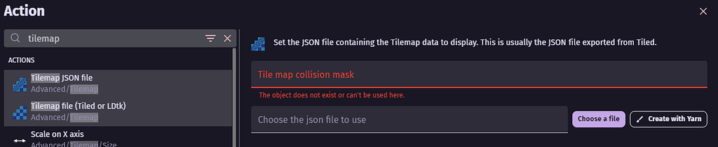 Tilemap And Tilemap Collision Actions Are Selected At The Same Time