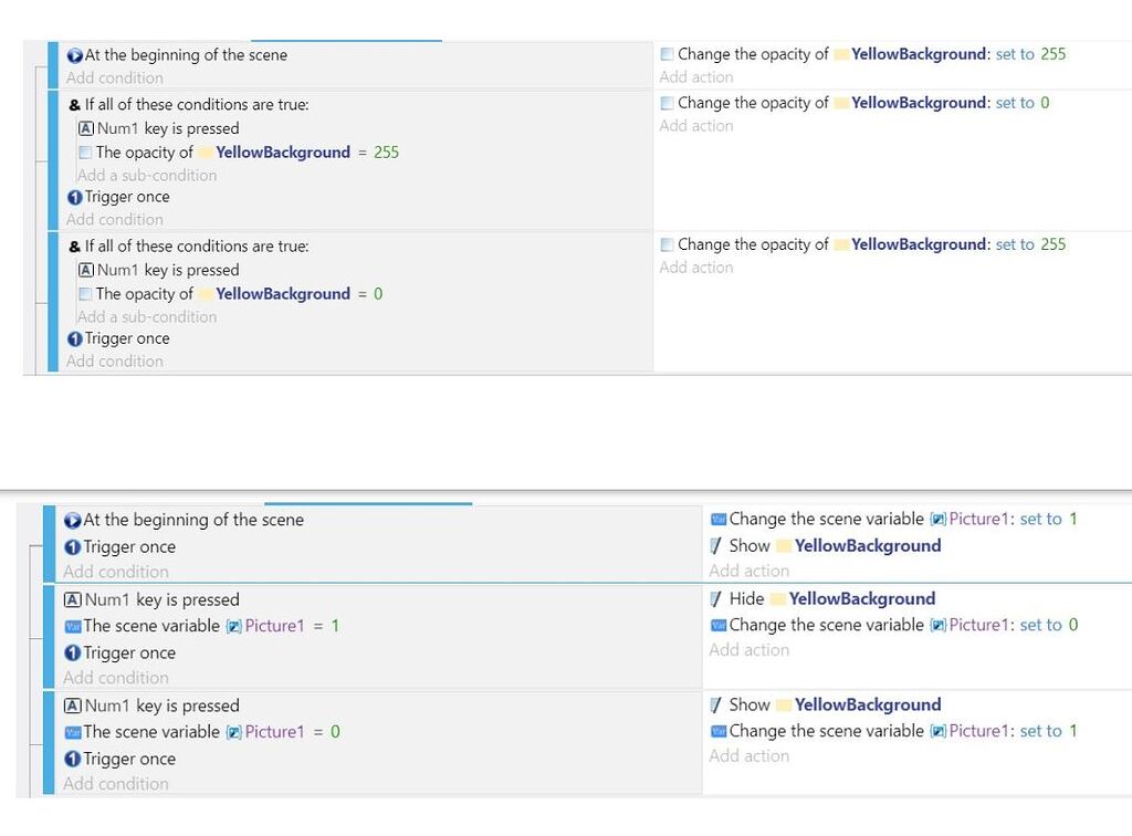 [Solved] Different actions with same condition with keyboard press - How do I...? - GDevelop Forum