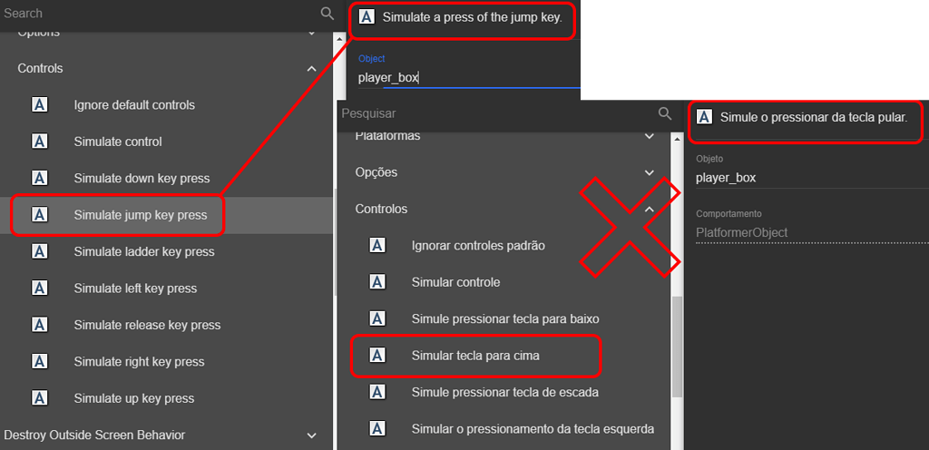 GDevelop5.0.0-beta79 - Simulate jump key press? - Bugs reports - GDevelop Forum