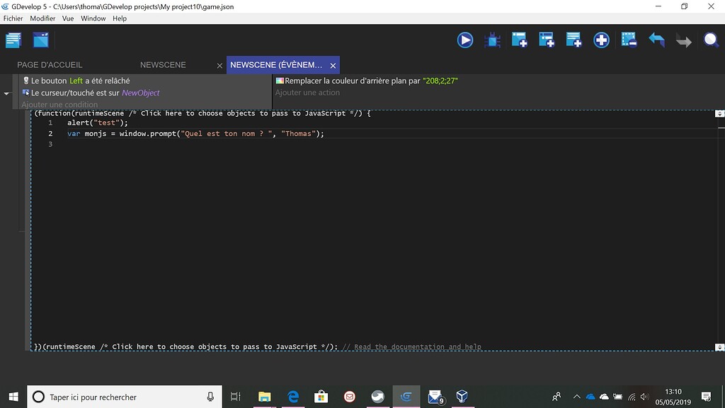 Fonction JS prompt - Rapport de bugs pour GDevelop - GDevelop Forum