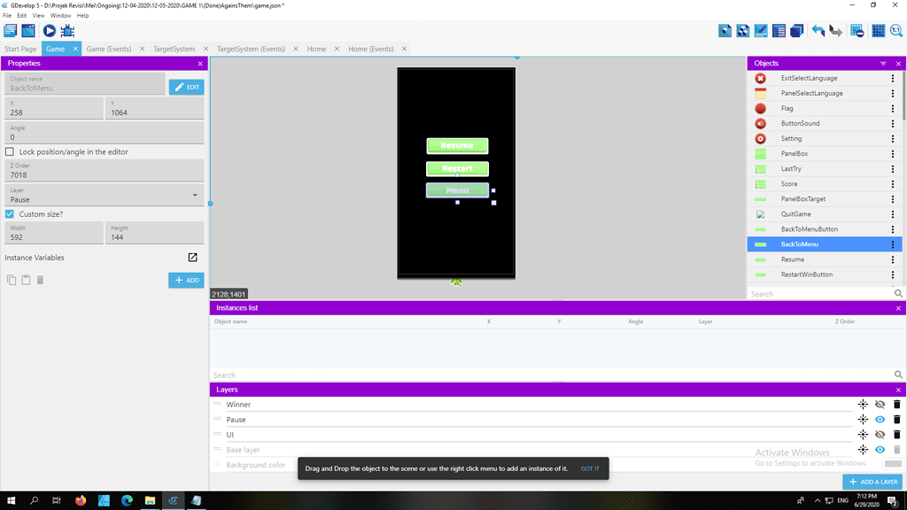 BUG Report about Instances and Properties - Bugs reports - GDevelop Forum