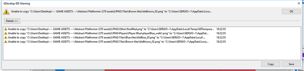 Problem when save to another folder - Bugs reports - GDevelop Forum