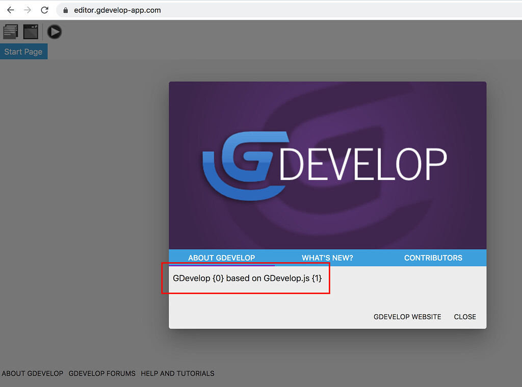 Solved About Dialog In The Online Editor Is Not Showing Version Numbers Bugs Reports 
