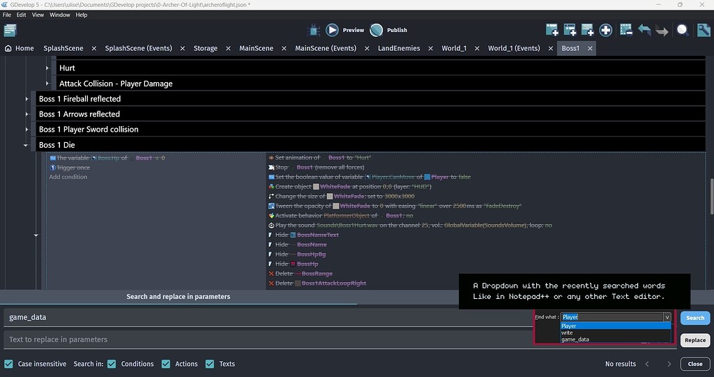 Add a dropdown in the search input - Feature requests - GDevelop Forum