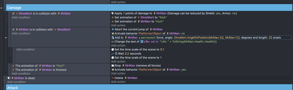 Character reaction after getting hit - How do I...? - GDevelop Forum