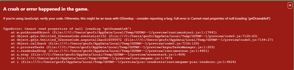 Strange crash after new update - Bugs reports - GDevelop Forum