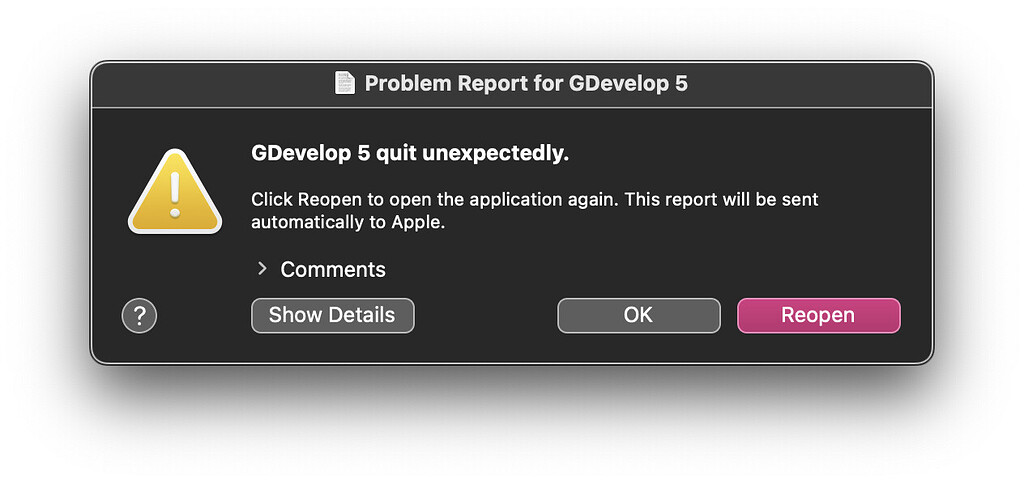 GDevelop not opening on Mac - Bugs reports - GDevelop Forum