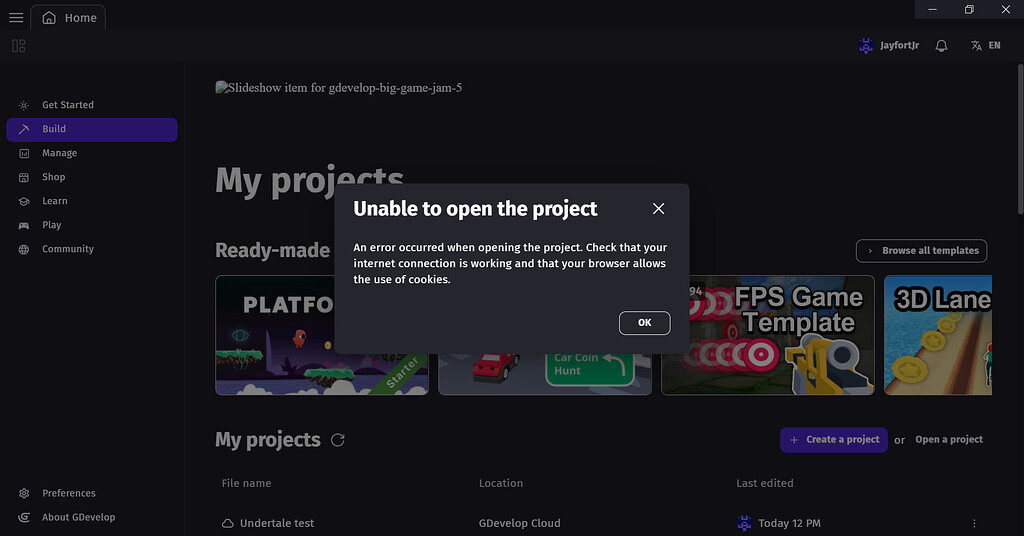 Games will not open - Bugs reports - GDevelop Forum