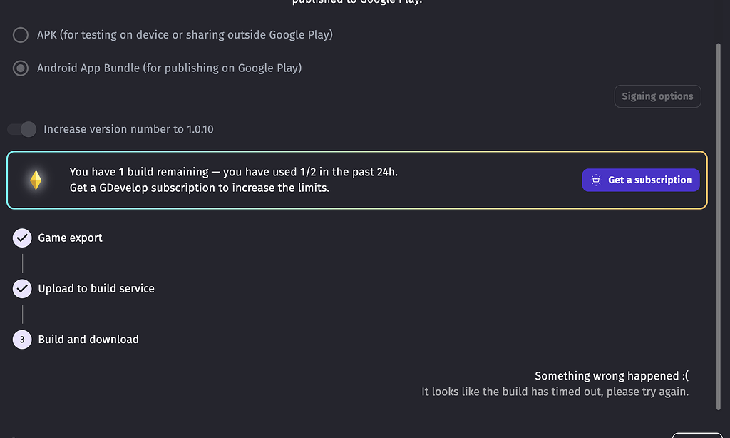 Aab automatic build failure - GDevelop general - GDevelop Forum