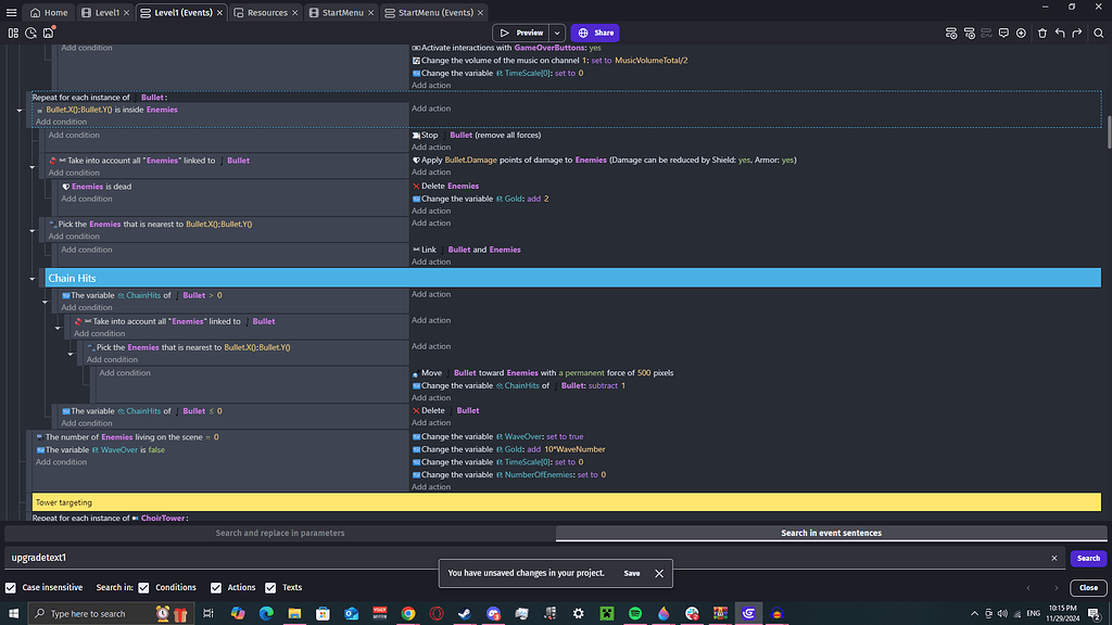 Creating a chain effect for a bullet - How do I...? - GDevelop Forum