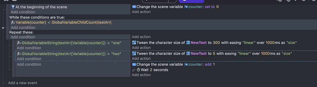 SOLVED Tweening while iterating through array - How do I...? - GDevelop ... SOLVED Tweening while iterating through array - How do I...? - GDevelop ...