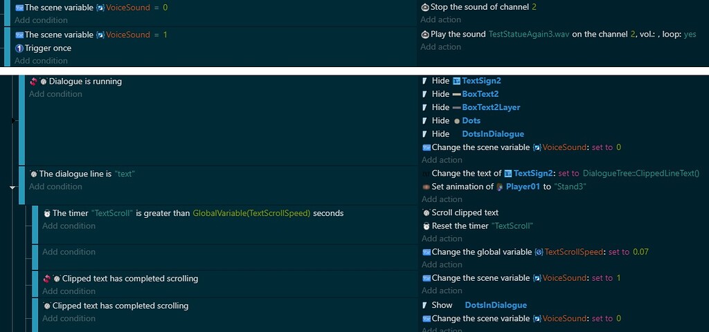 [Solved] Sound problem with dialogue system - How do I...? - GDevelop Forum
