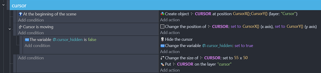 Topic with screenshots from gdevelop (conditions and actions ...