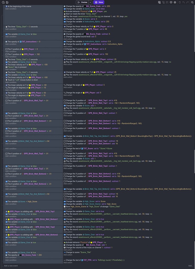 1st Game With GDevelop Almost Done - Can Someone Examine This Large Event Sheet And Propose ...