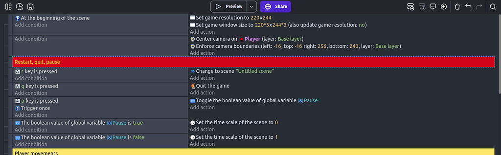 [SOLVED] Pause a custom event movement - How do I...? - GDevelop Forum