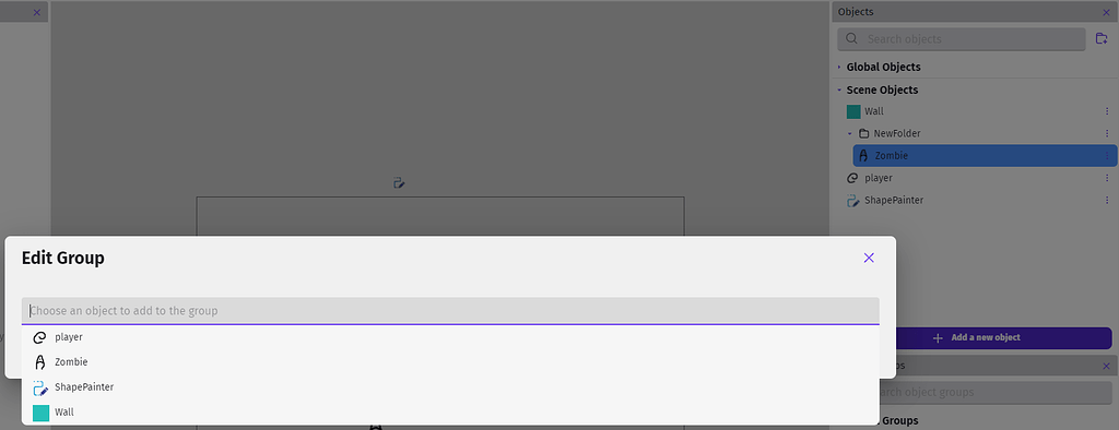The Object List For Add To Group Is Different Than The Object List Feature Requests Gdevelop