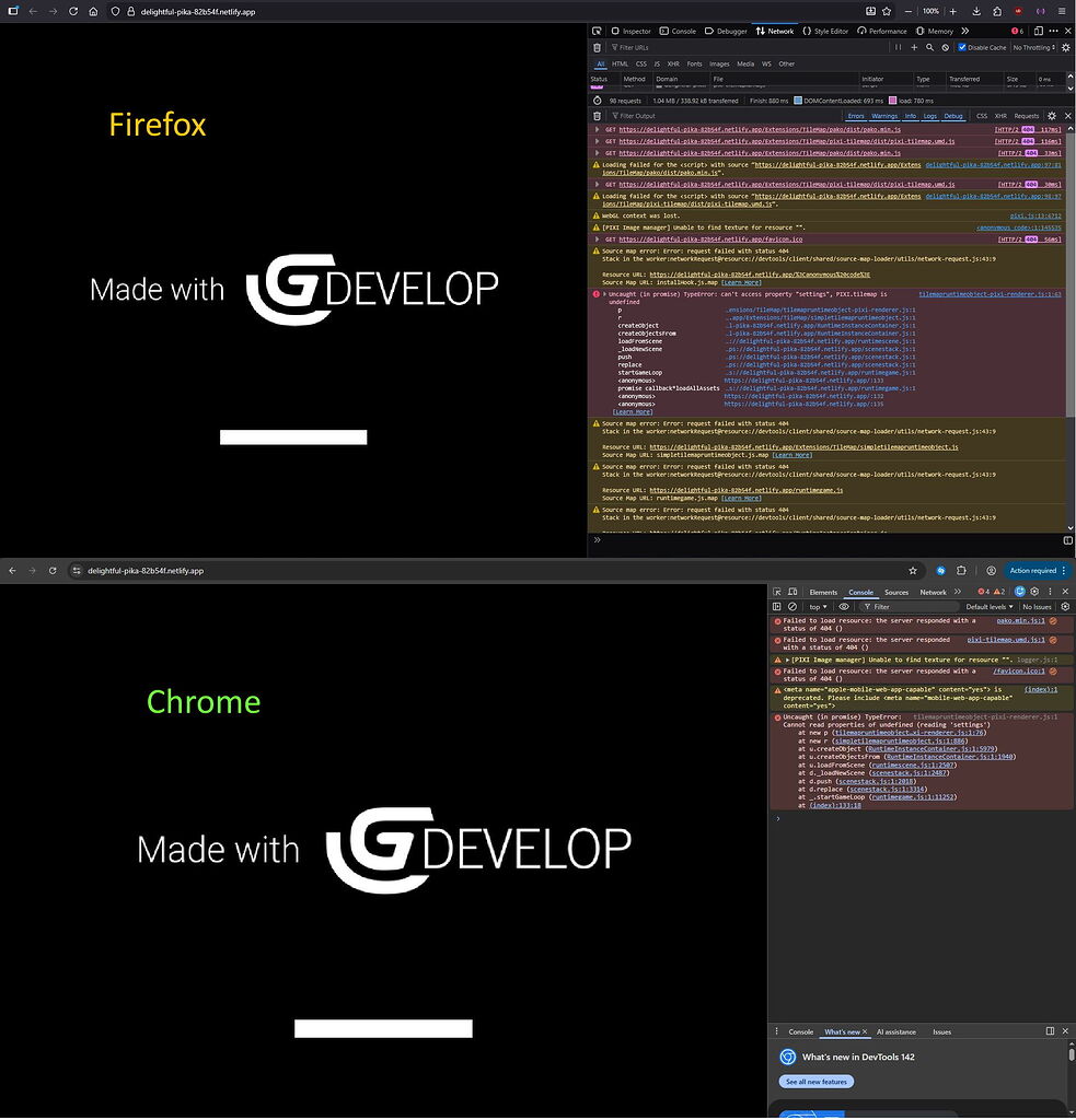 Tilemap extension fails to load on HTML5 Export - Bugs reports - GDevelop Forum