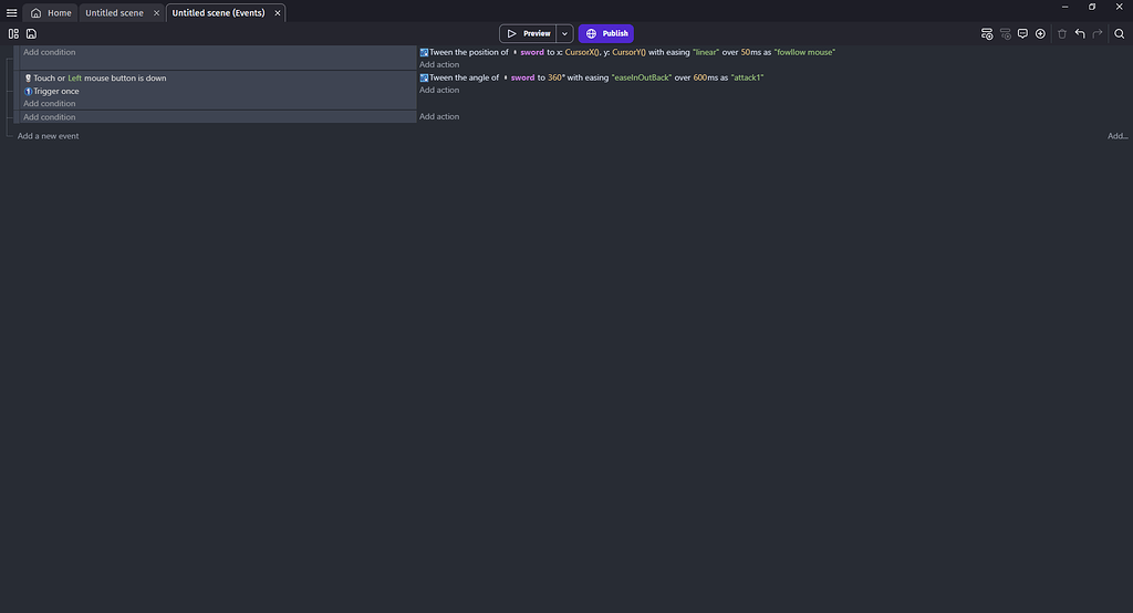 [solved]Tween does not start even button is pressed - How do I...? - GDevelop Forum
