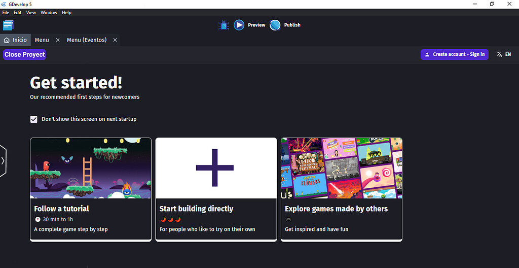 Use a sliding menu in the start menu - Feature requests - GDevelop Forum