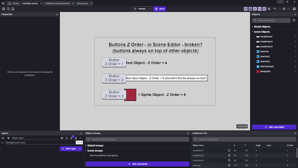 [BUG] - Buttons objects (and other Custom Objects?) in Scene Editor ...