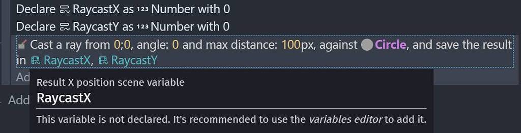 Store Raycast Results in Local Variables - Feature requests - GDevelop Forum