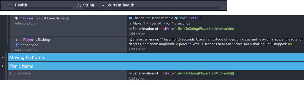 Solved] Health Transferring to New Scenes Help - How do I...? - GDevelop Forum