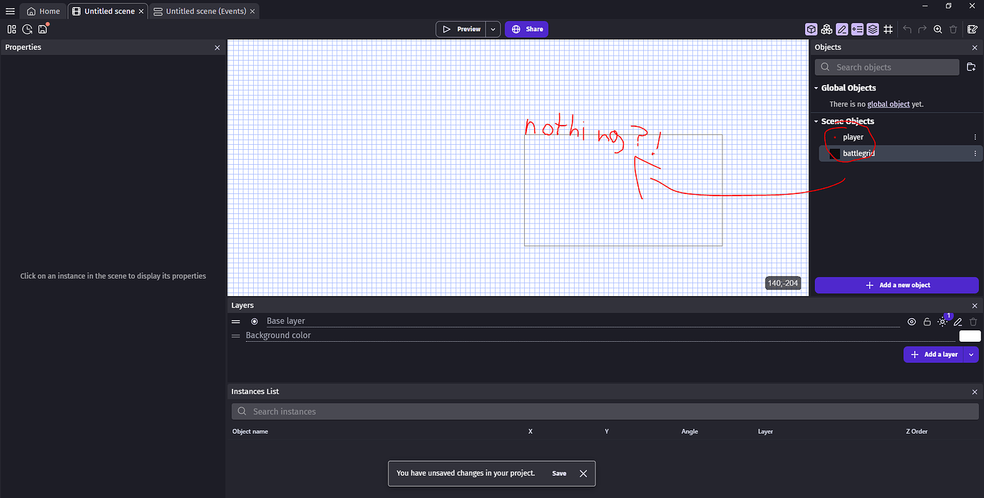 I cant see my objects in editor or preview? (solved maybe) - How do I...? - GDevelop Forum