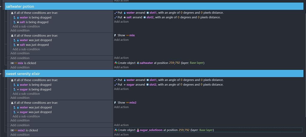 Drag and drop, potion mix game - How do I...? - GDevelop Forum