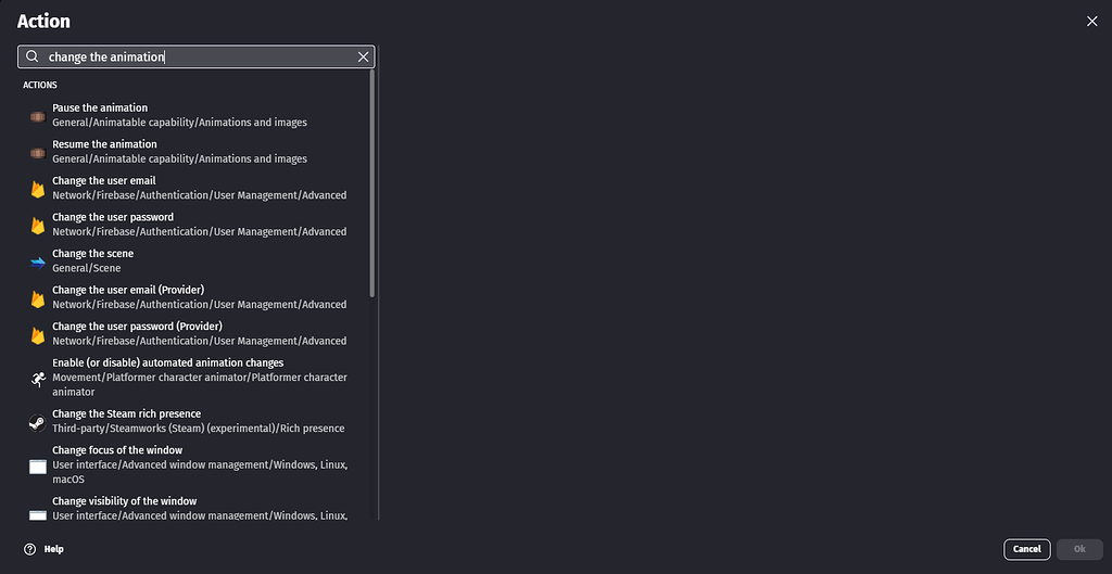 Hi, Actually I am not able to find change the animation option in action how can I find it ...