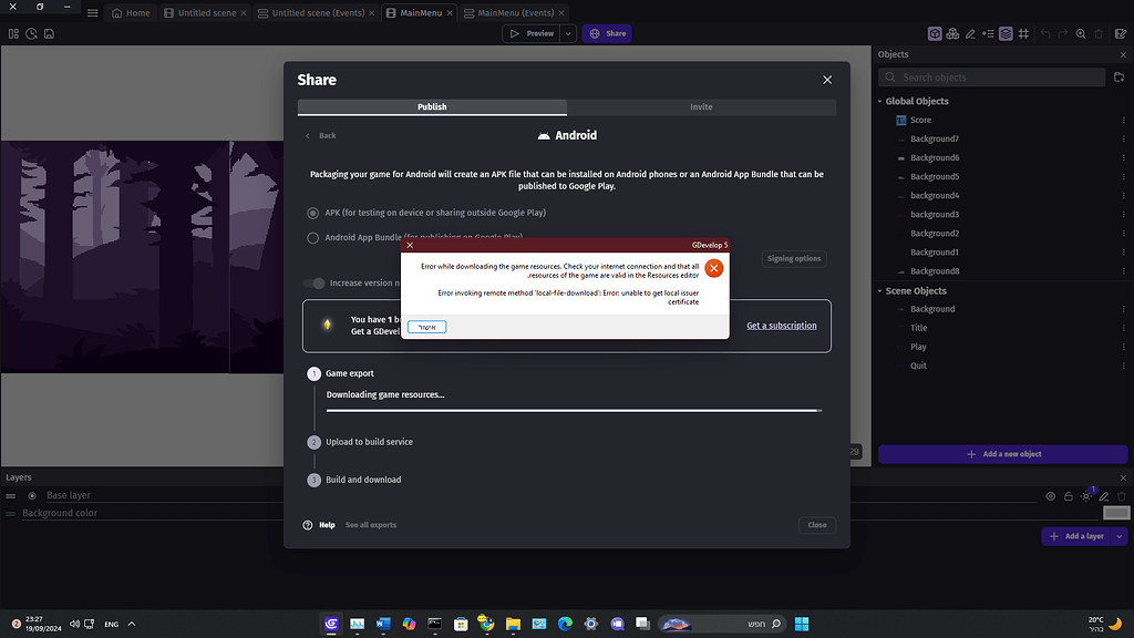 Error unable to get local issuer certificate Gdevelop - Bugs reports ...