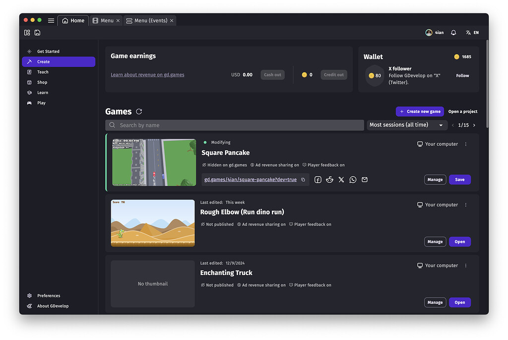 Show only cloud projects on web version - Feature requests - GDevelop Forum