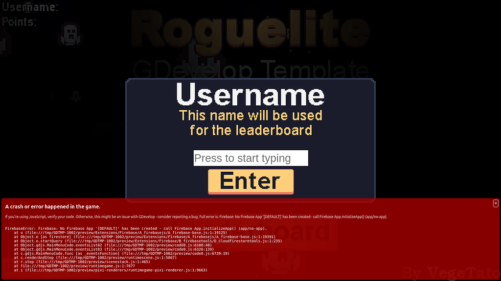 2D Platform shooter template throws up errors - GDevelop general - GDevelop Forum