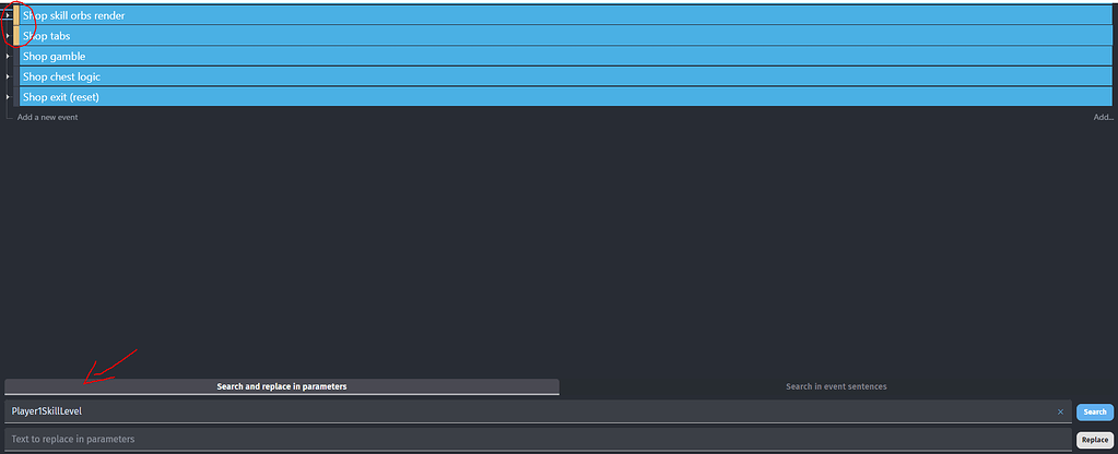String search in event sheet bug - Bugs reports - GDevelop Forum