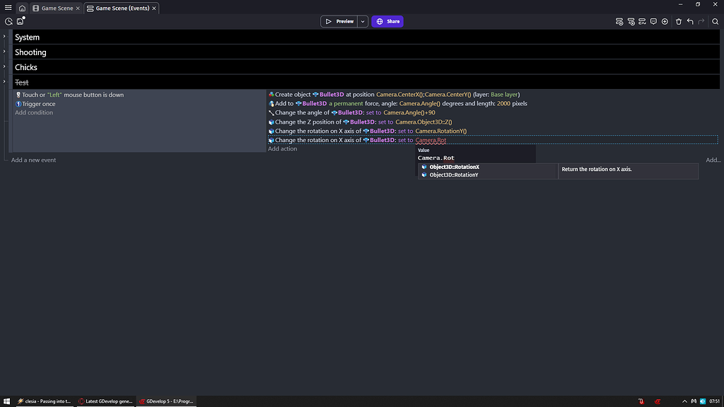 [SOLVED] 3D missing autocomplete/atutofill expression for rotation - Bugs reports - GDevelop Forum