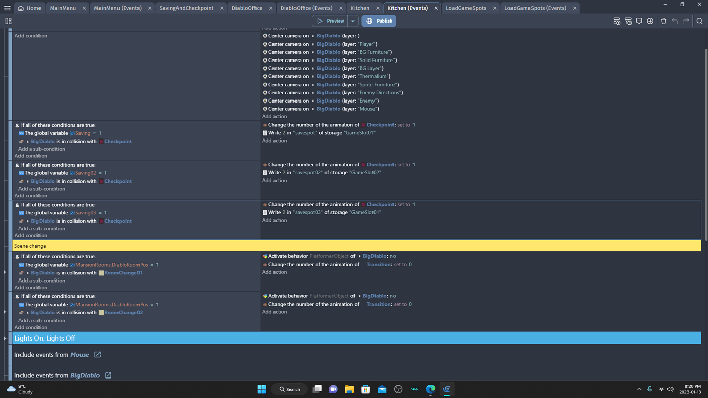 Make a Respawn/Checkpoint System across Multiple Scenes? - How do I...? - GDevelop Forum