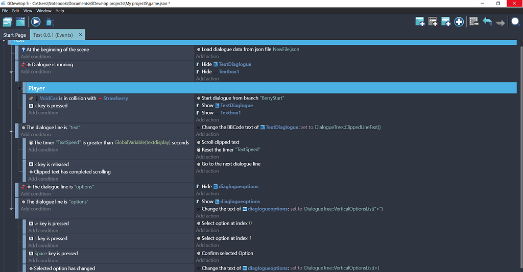 [SOLVED] Last line of dialogue keeps disappearing after being read - How do I...? - GDevelop Forum