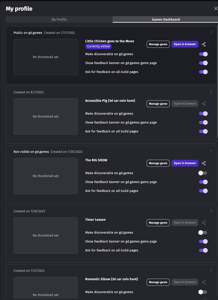 THUMBNAILs not working - Bugs reports - GDevelop Forum