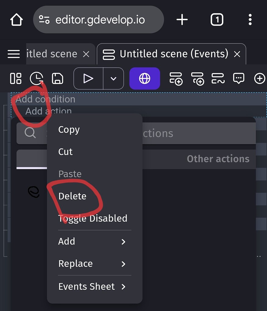 Crash deleting events - Bugs reports - GDevelop Forum