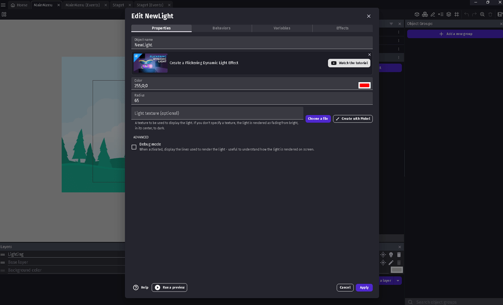 [Solved] Is this a bug? How to fix it? A light problem - GDevelop general - GDevelop Forum