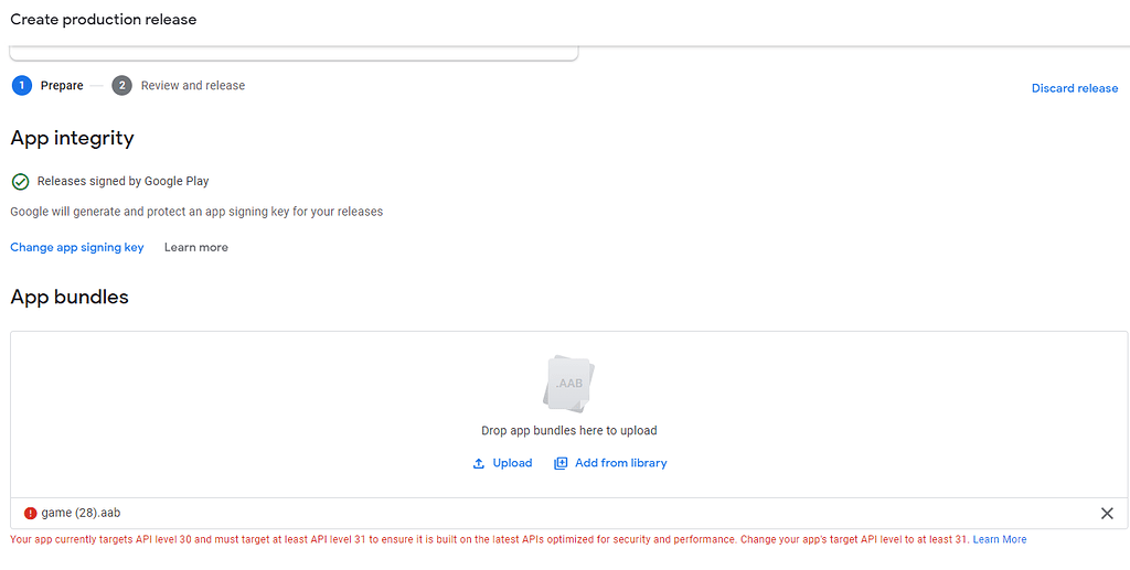 Google Play Console Rejecting Game .aab - GDevelop general - GDevelop Forum