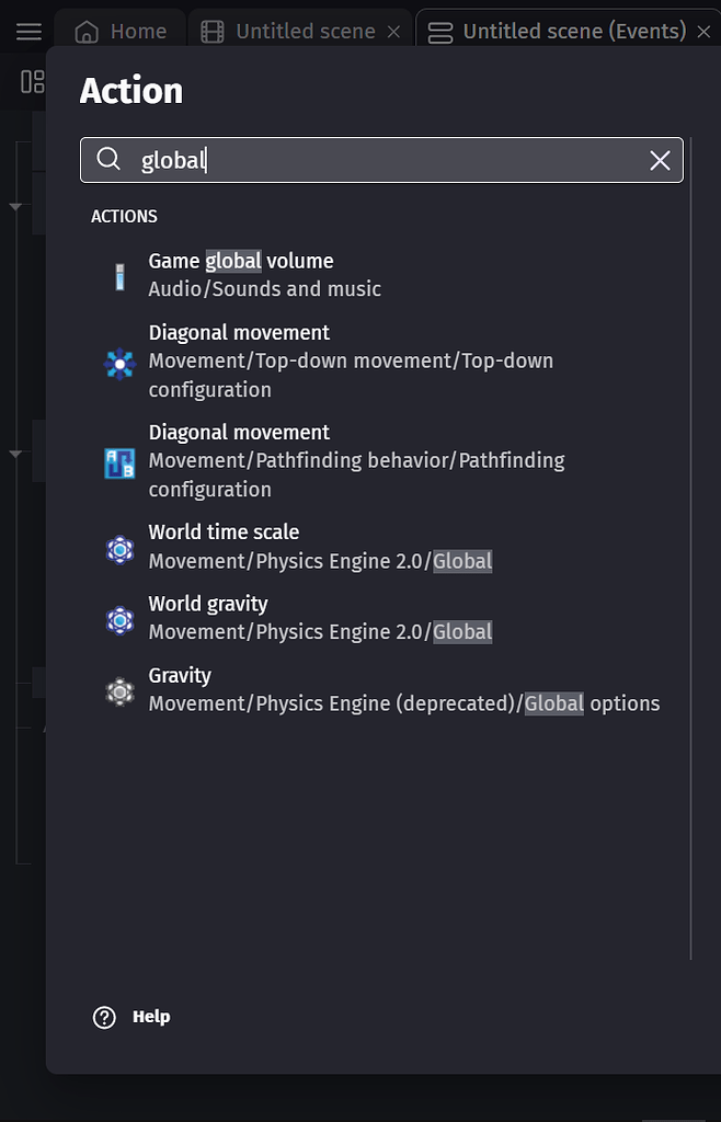 Change global variable not in Action list - How do I...? - GDevelop Forum