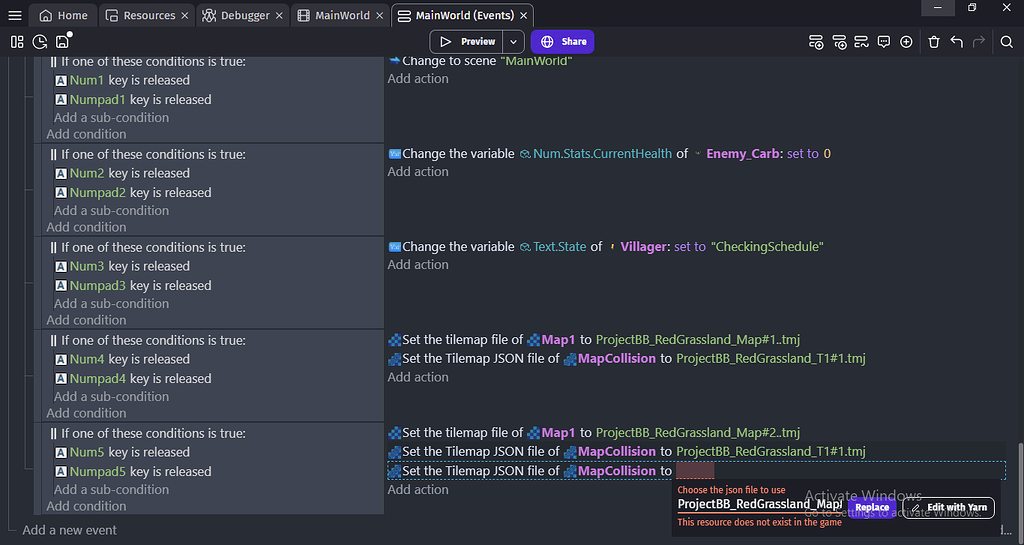 Help! I cannot upload a tmj file For tilemap Collision on Event, but i can upload it directly on ...