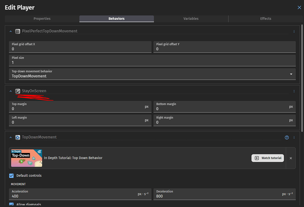 Character Problem with Stay on Screen - How do I...? - GDevelop Forum