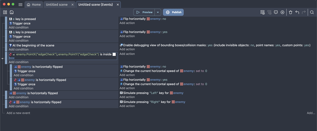 [Solved] Platformer Enemy Not Turning Around at the Edge of a Platform - How do I...? - GDevelop ...