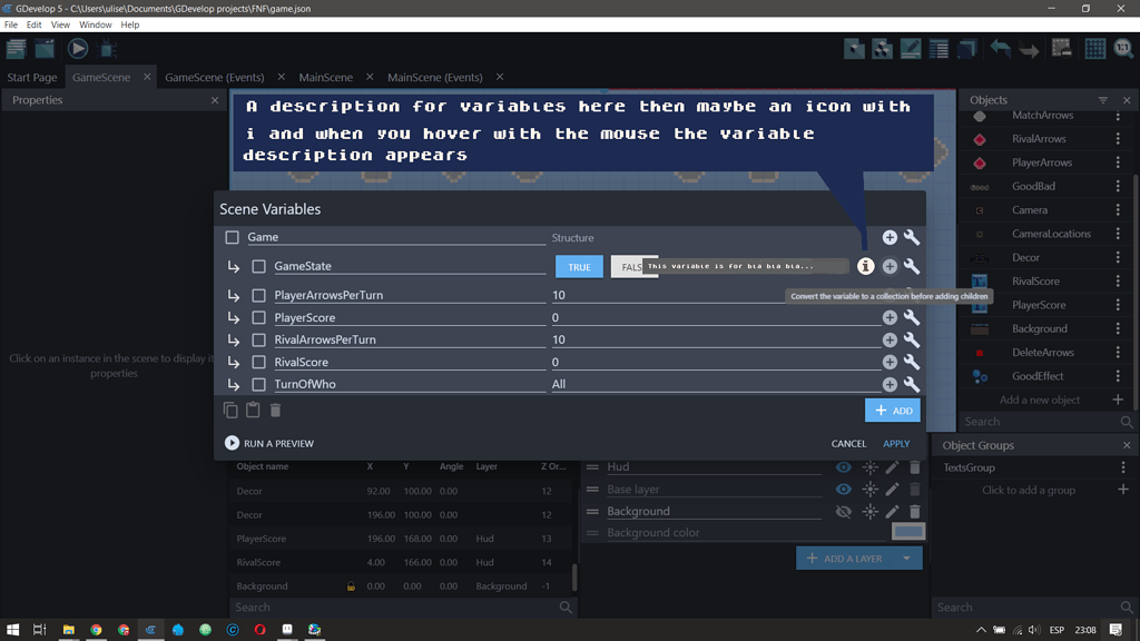 Description for variables - Feature requests - GDevelop Forum