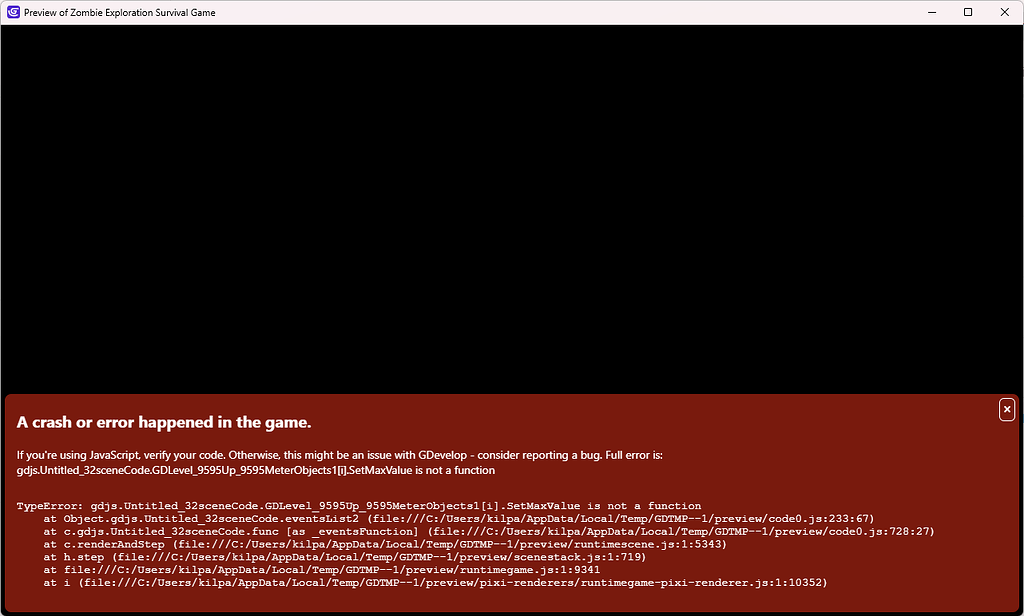 Changing Maximum Value Error - Bugs reports - GDevelop Forum