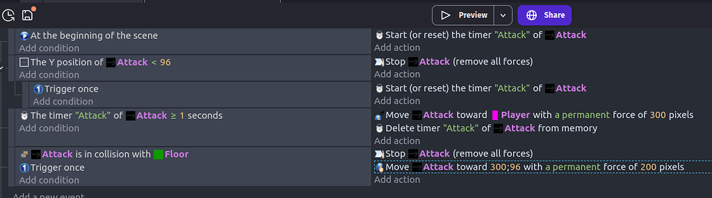 [SOLVED] I'm not able to move my object correctly using the action "Add a force to move toward ...