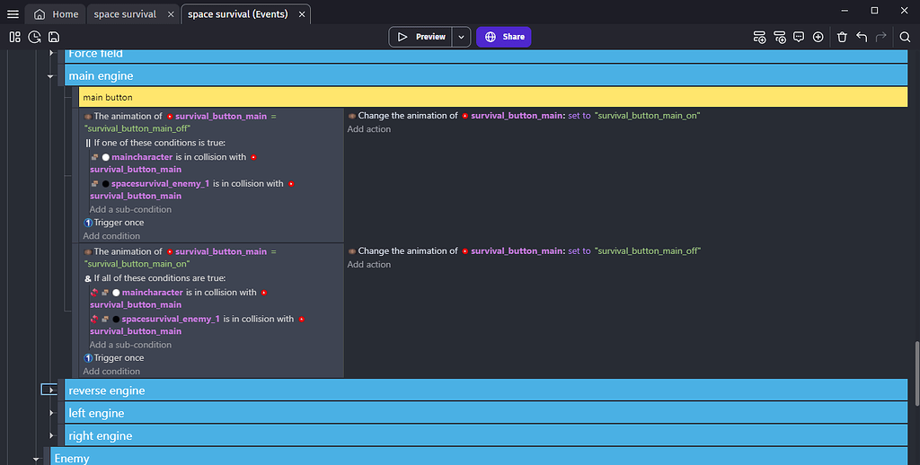 [Solved]I think And and Or event does not work - How do I...? - GDevelop Forum