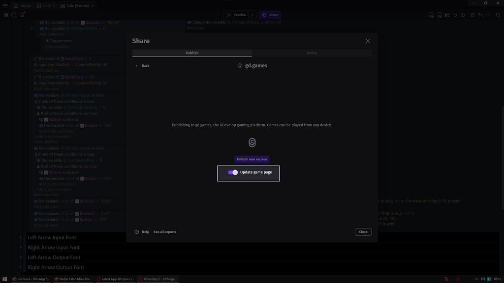 Publish on GD games and preview link button - Feature requests ...