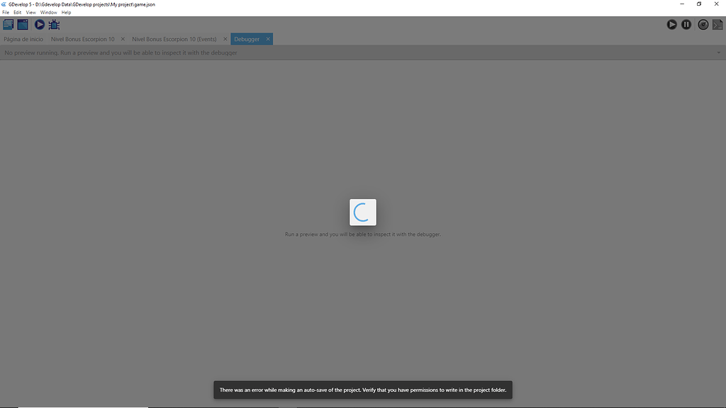 Error running preview - Bugs reports - GDevelop Forum